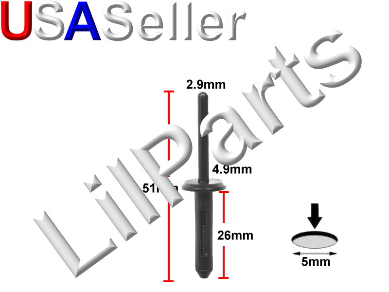 Nylon Blind Rivet 3/16" Front Bumper Cover Clip Chrysler Neon Plymouth ...